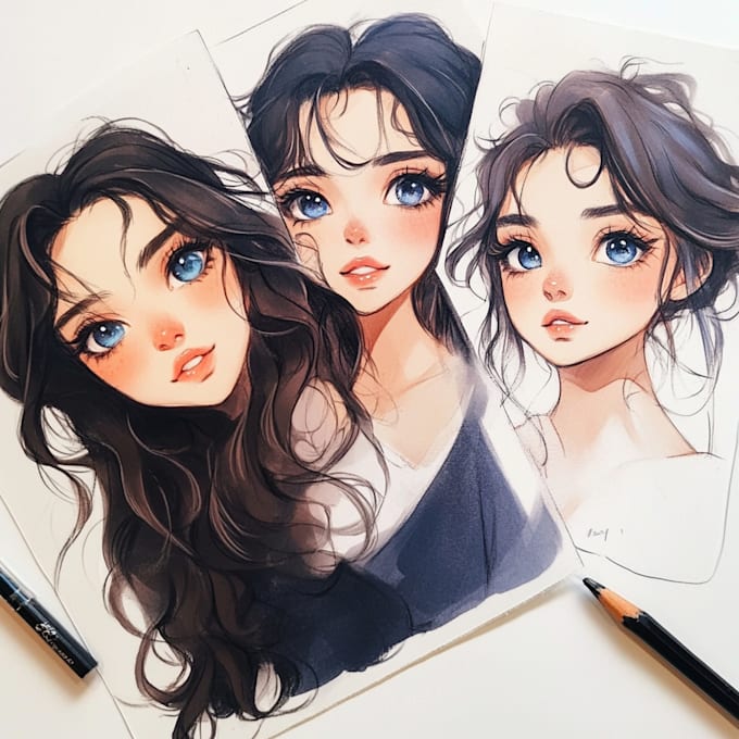 Draw cute anime character, profile picture, or fanart by Marthederic ...
