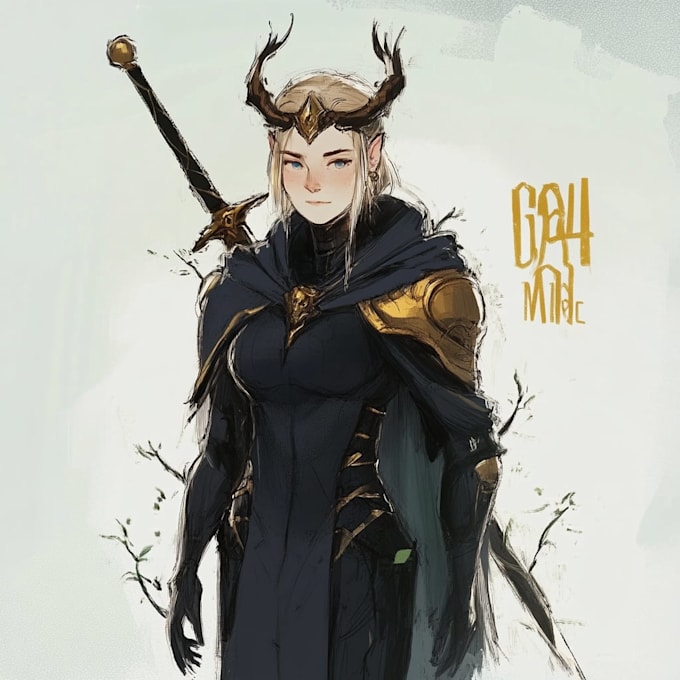 Draw a fantasy character design and dnd character art by Qastigator ...