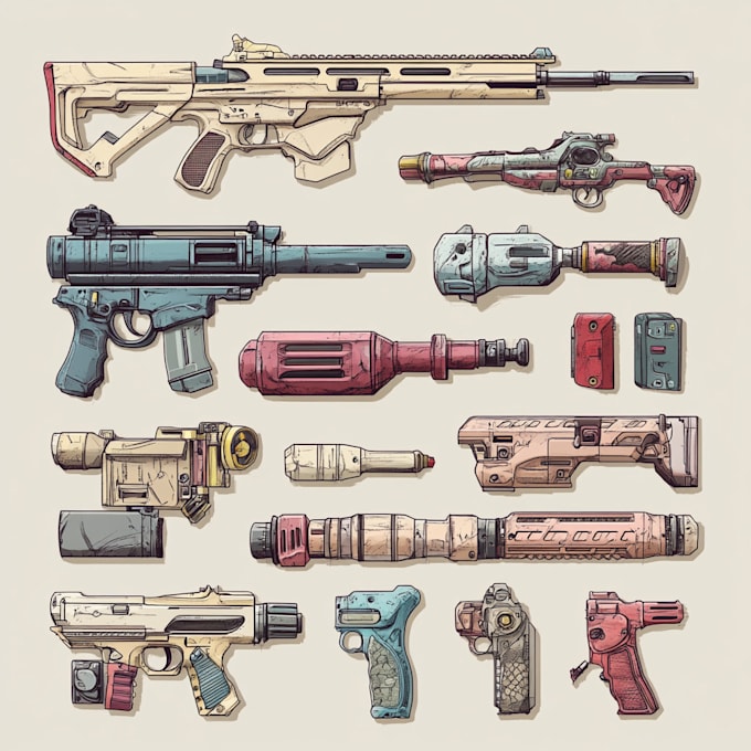 Make a 3d weapon illustration for gaming by Yaashikaer | Fiverr