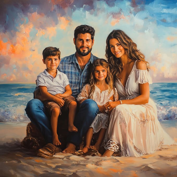 Do colorful art family portrait, friendship portrait by Malbit | Fiverr