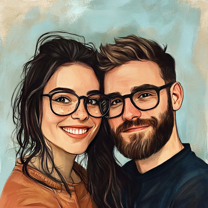 Draw couple portrait illustration from your photo by Troya_lewis | Fiverr