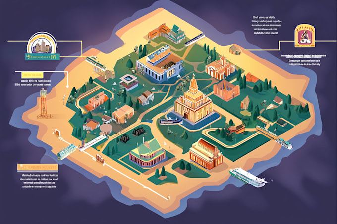 Draw a 2d flat isometric vector map illustration by Kairendse | Fiverr