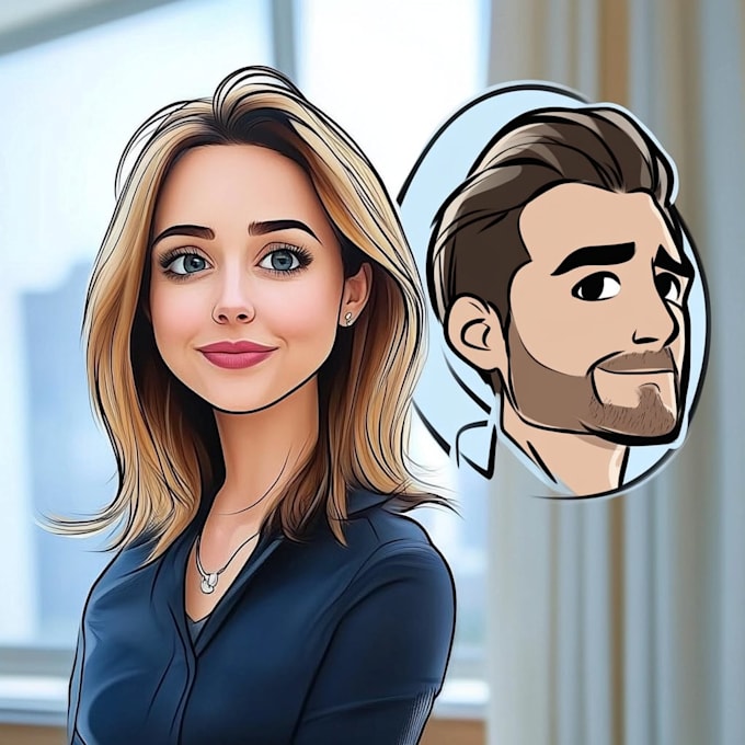 Draw cartoon caricature headshot avatar from photo by Zebopotam | Fiverr