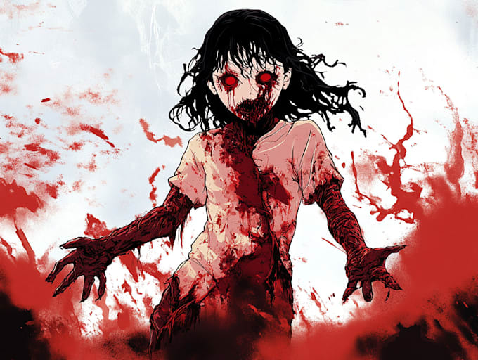 Draw bloody horror illustration by Jacodman | Fiverr