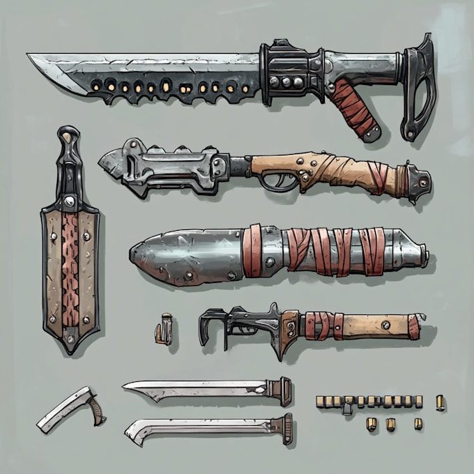 Make a 3d weapon illustration by Destinison | Fiverr