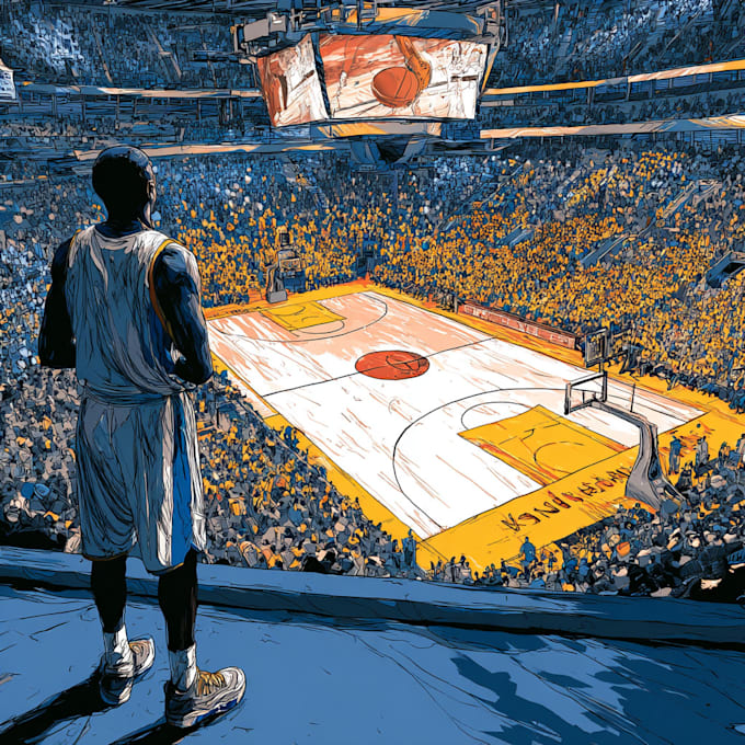 Draw sport illustration, basketball illustration, stadium by Teneora ...