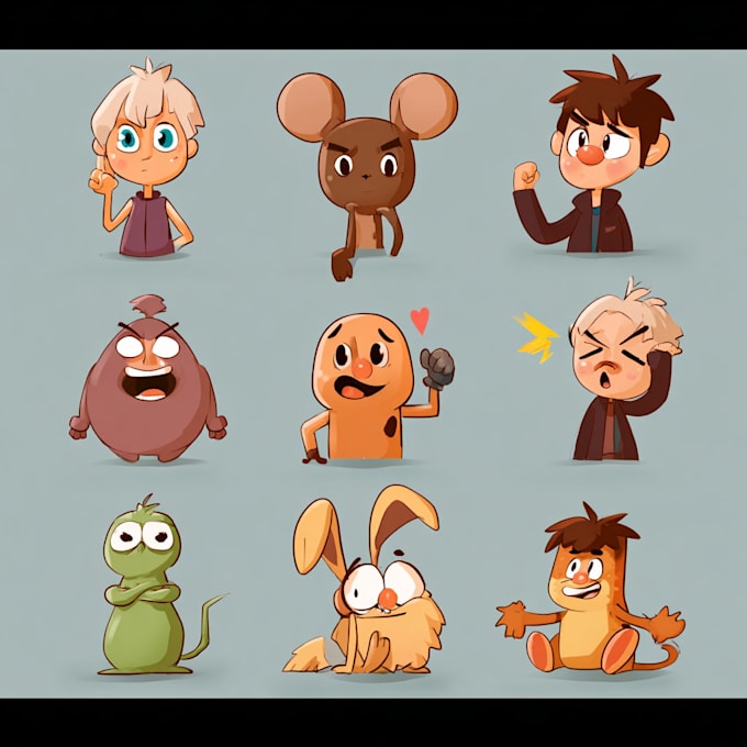 Design simple cute 2d cartoon characters by Imkarais | Fiverr