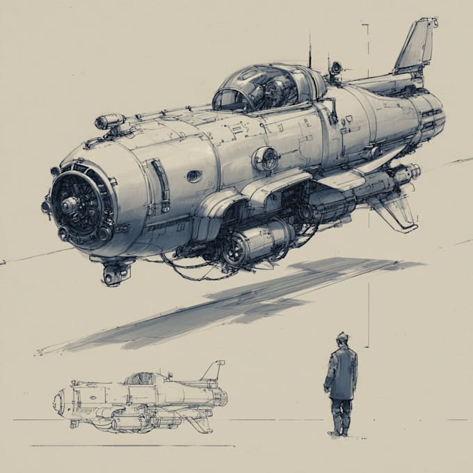Draw spaceship concept art or design a starship or scifi vehicle by ...