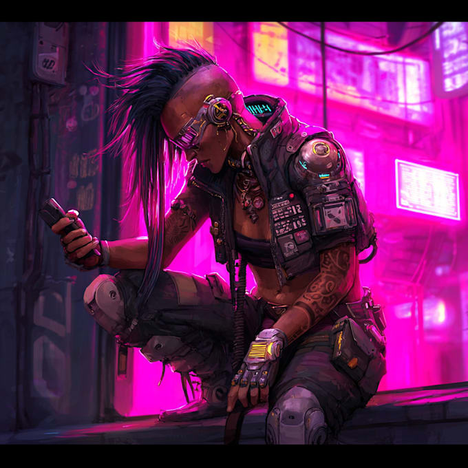Create cyberpunk character art by Bekkeape | Fiverr