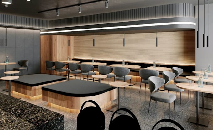 Refurbish 3d cafe interior design, restaurant, coffee shop,reception ...
