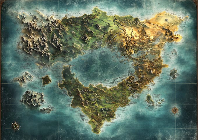 Create a fantasy atlas map, vector world map by Kajase | Fiverr