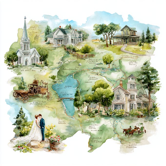 Design elegant hand painted watercolor maps for events by Almaritorius ...