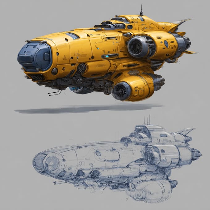 Draw spaceship concept art or design a starship or scifi vehicle by ...