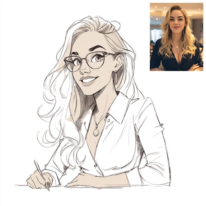 Draw realistic cartoon portrait headshot avatar from a photo by ...