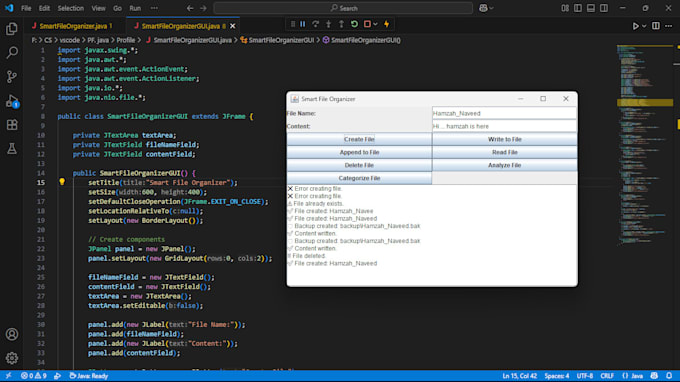 Develop a smart java swing file manager with gui, auto backup,and file analysis by ...