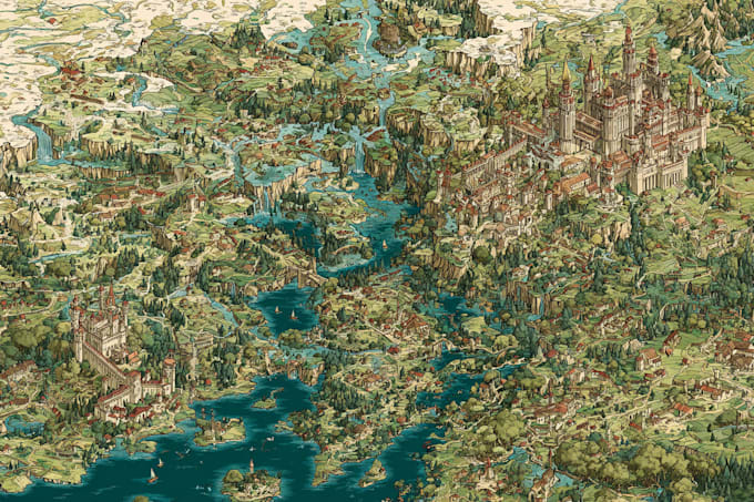 Draw your map illustration vector art map fantasy map by Ethan_peek | Fiverr