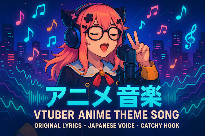 Write and sing catchy female japanese vtuber anime theme song by Ongaku ...