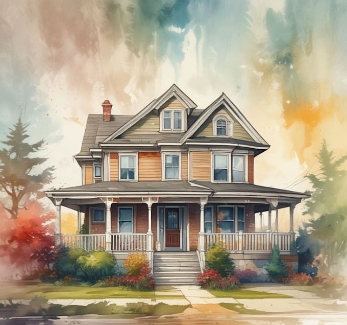 Create house and building photo into watercolor art by Tanroesag | Fiverr