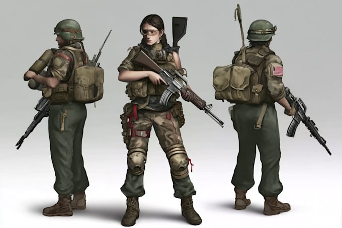 Draw 2d game art military character design by Laylatief | Fiverr