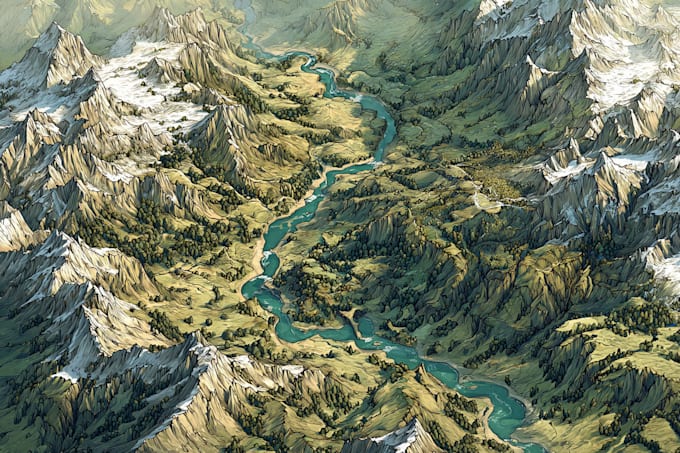 Design fantasy map illustration isometric map by Janayaubce | Fiverr