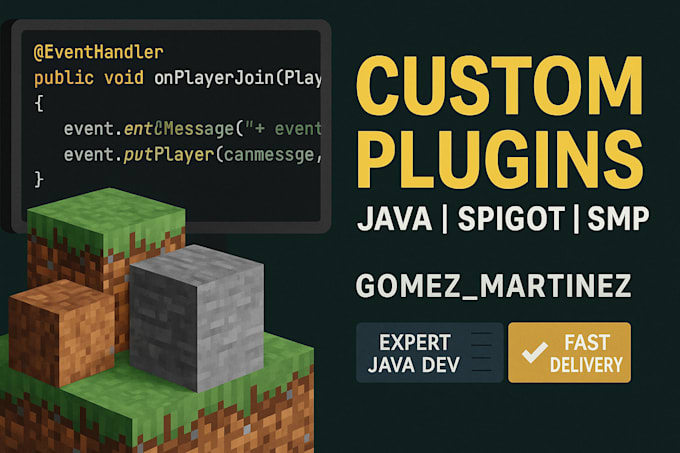 Code custom minecraft plugins for your java smp server by Gomez_martinez0 | Fiverr