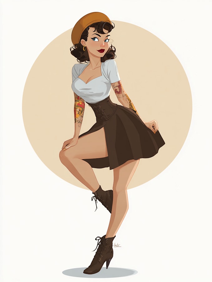 Draw pin up girl and pin up girl illustration by Luisgiordano1 | Fiverr