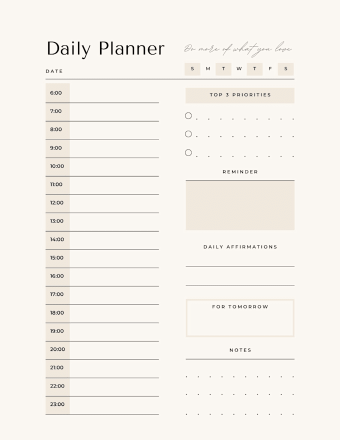 Design a printable minimalistic weekly planner in pdf by Arevi_ar | Fiverr
