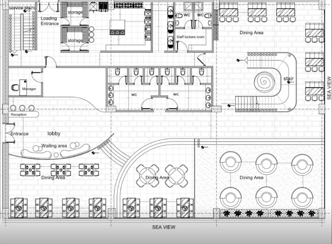 Plan 2d to 3d restaurant layout,dimension space, renovation,granding ...