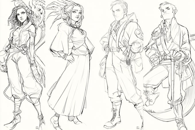 Create character concept art sketch by Tshimogone | Fiverr