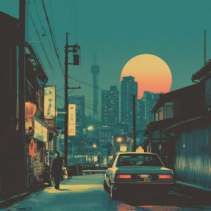 Create retro japanese city pop 80s illustration by Marietber | Fiverr