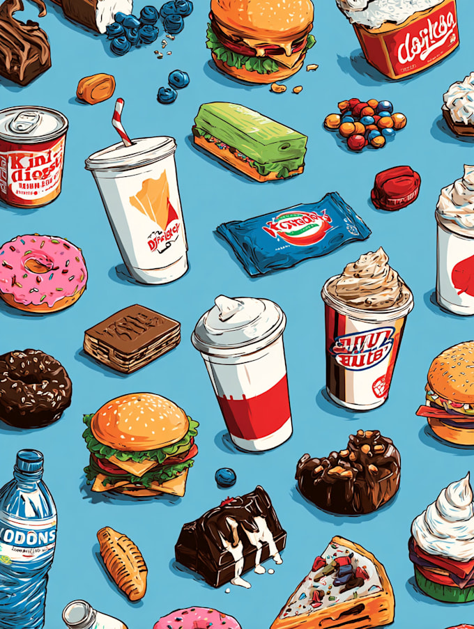 Draw food pop art of your food pop art by Ashavillarreal | Fiverr