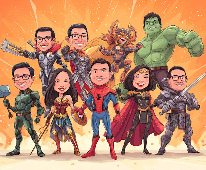 Draw comic superhero pop art portraits by Drinb_oon | Fiverr