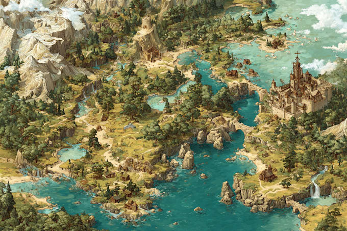 Design a fantasy map illustration by Sheltonpackard | Fiverr