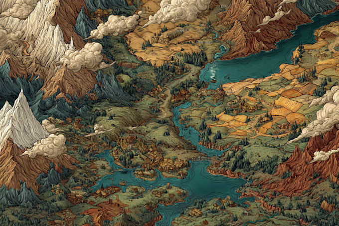 Draw fantasy map design map illustration fantasy map by Kurtschwartzcg ...