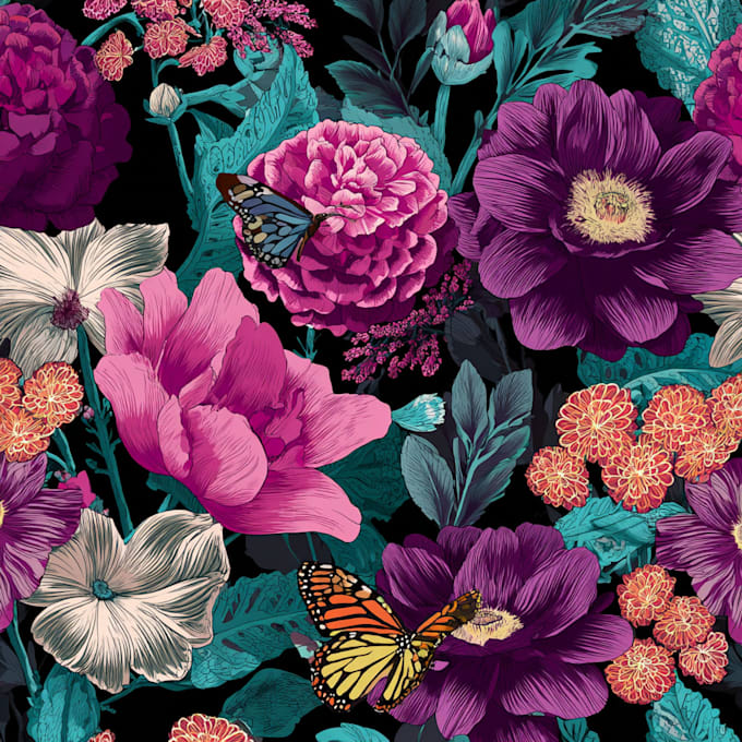 Design seamless pattern for textile design print by Viennallard | Fiverr