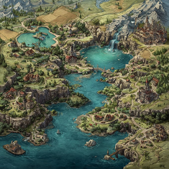 Design a detailed fantasy map for your world or story by Dougapman | Fiverr