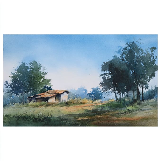 Paint original watercolor landscape painting by Jeremmin | Fiverr