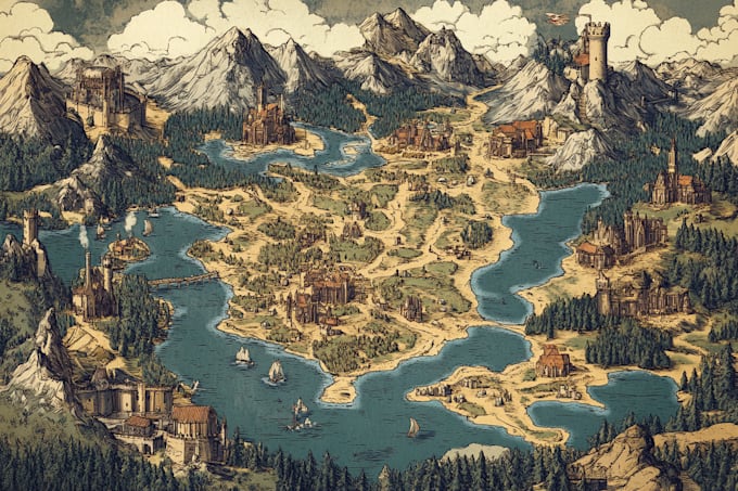 Create an fantasy isometric map illustration by Megannewso | Fiverr