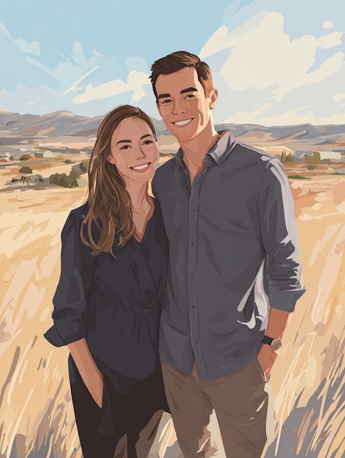 Draw a couple portrait illustration by Anaigiordanozs | Fiverr