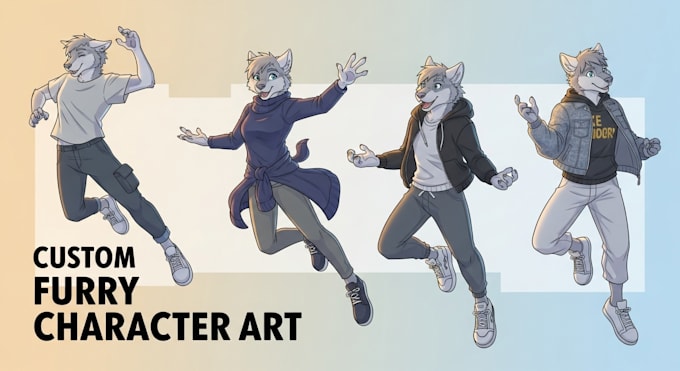 Draw your custom furry character in unique outfits and dynamic poses by ...