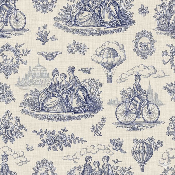 Create elegant toile de jouy designs and seamless patterns for fabric ...