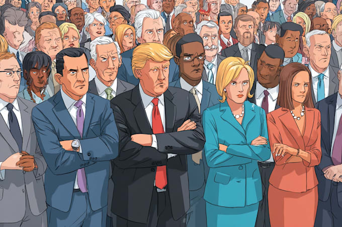 Draw an amazing political cartoon art by Aidenomo | Fiverr