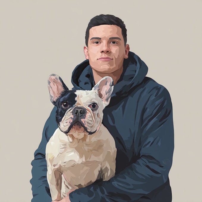 Pet and owner in vector portrait by Ironkeend | Fiverr
