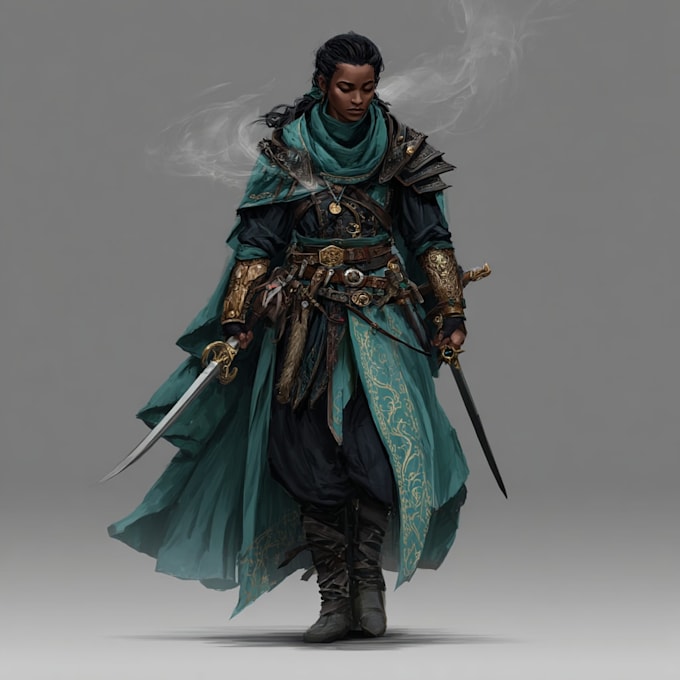 Make a fantasy, dnd character art and fantasy unique style by ...