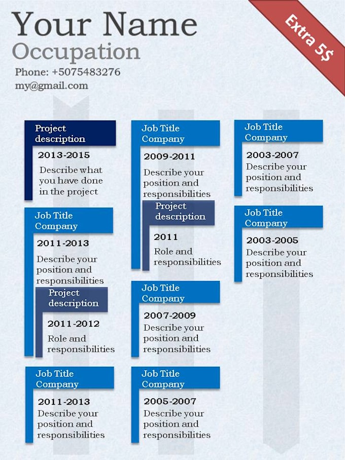 Design a timeline cv resume by Shushaine | Fiverr