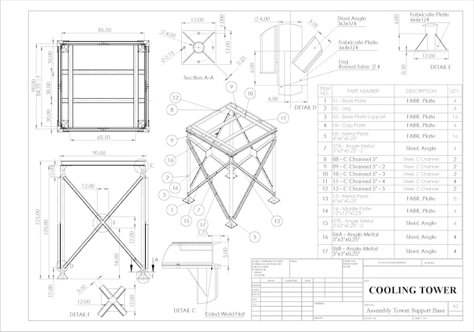 Make 2d drawing for fabrication, manufacturer by Viet_cao