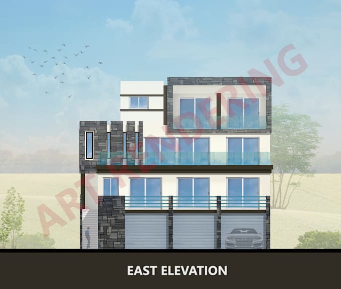 Make 2d elevation rendering for real estate by Artrendering