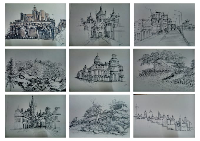 Hand drawing line drawing or pencil sketch in my style by Lankacreation