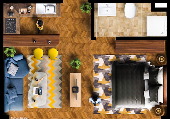 Create high realistic 2d plan rendering using photoshop by Ahmednassar2