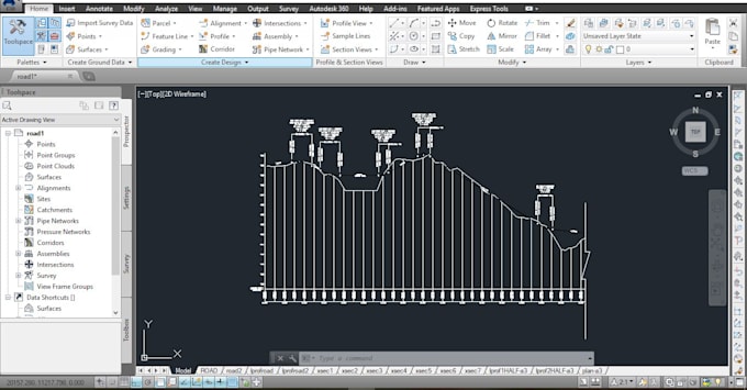 Make alignment, profile and cross sections from survey data by Sandesh142